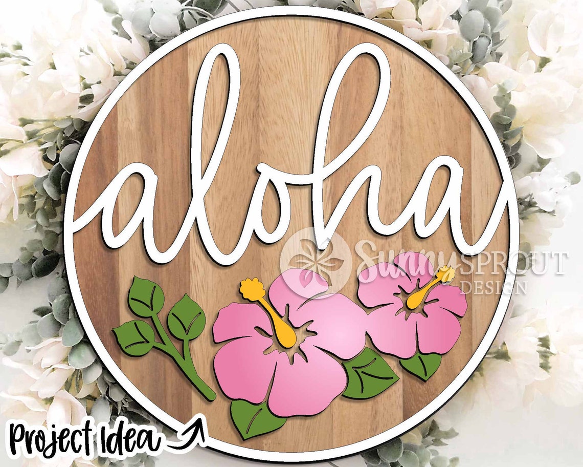 Aloha Hibiscus Flower Sign Digital Download Glowforge Laser - Etsy