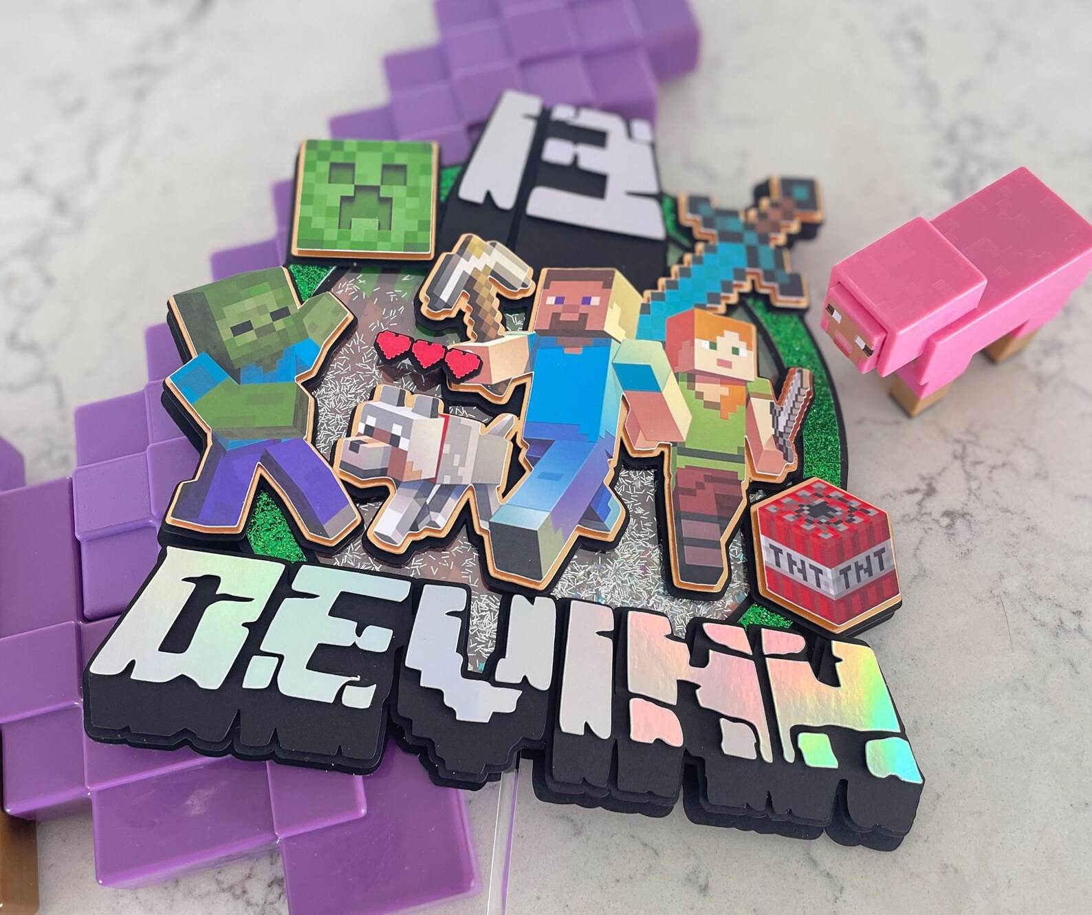 Minecraft cake topper - Etsy