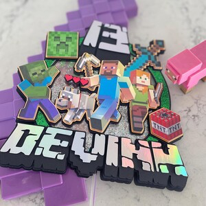 Minecraft cake topper - Etsy