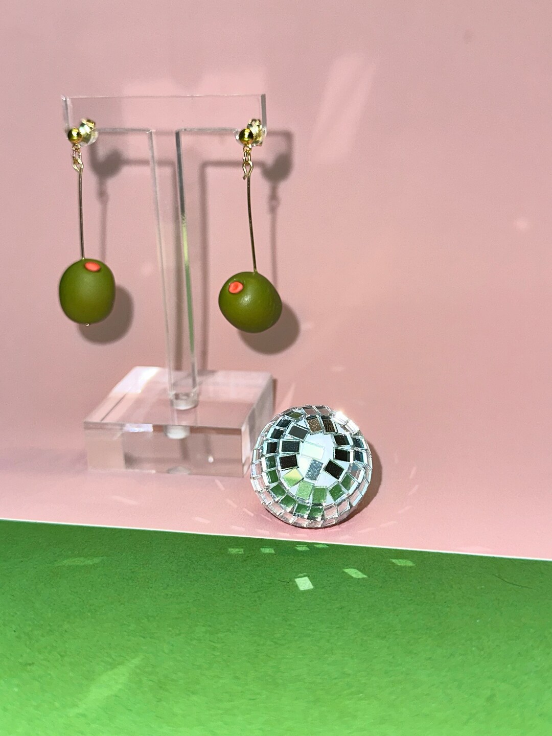 COCKTAIL COLLECTION | Martini Olive Polymer Clay Dangle Earrings - Etsy