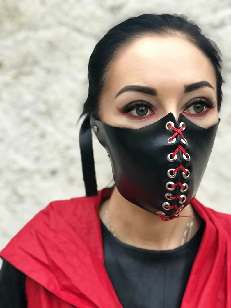 Leather Full Face BDSM Corset Mask Fetish Unisex - Etsy