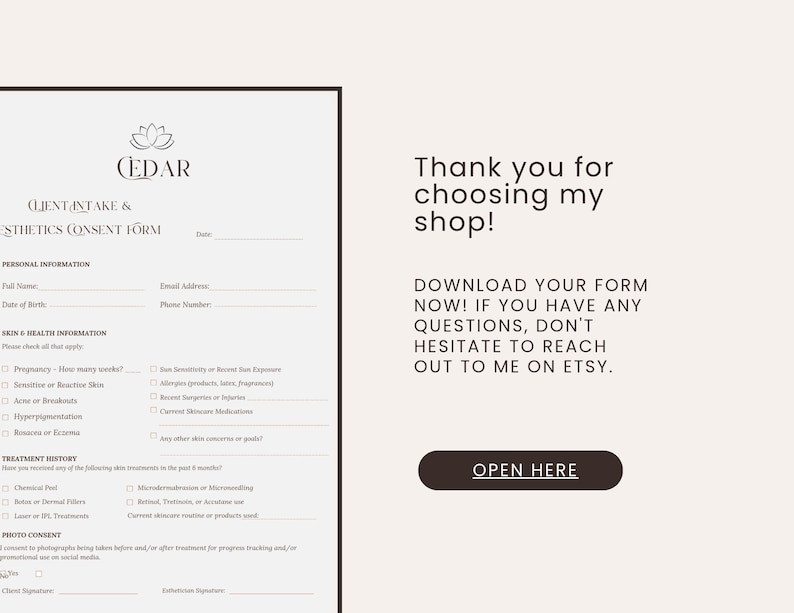 Massage and Esthetics Consent Forms - Etsy