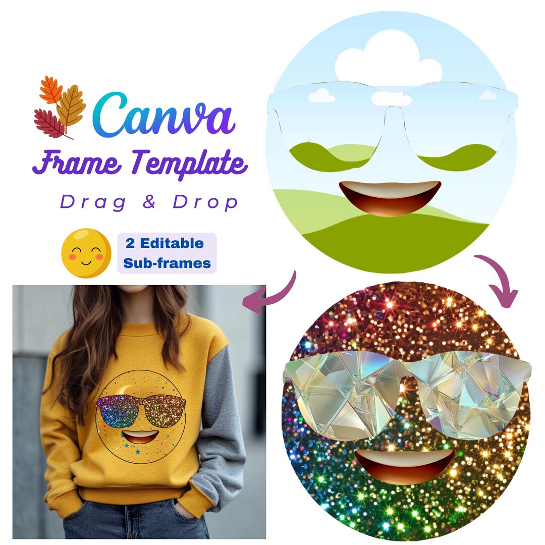 DIY Smiley Face Customizable Canva Frame, Drag & Drop Pattern Element ...