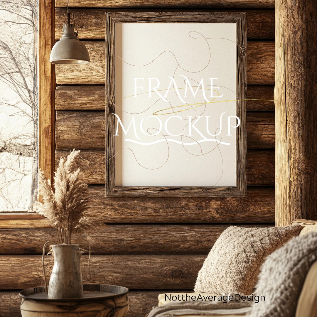 3x4 Frame Canva PSD Mockup Template, Vintage Rustic Scene Poster Wall ...