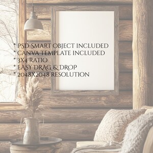 3x4 Frame Canva PSD Mockup Template, Vintage Rustic Scene Poster Wall ...