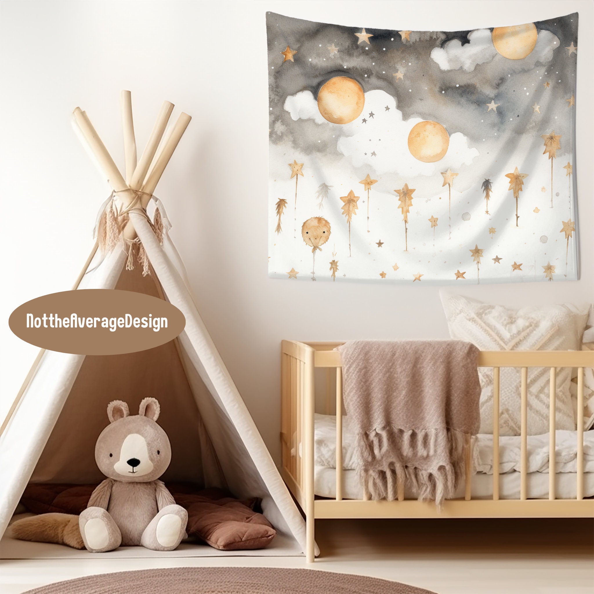 Tapestry Mockup Canva PNG PSD, Baby Nursery Room Wall Art Printify ...