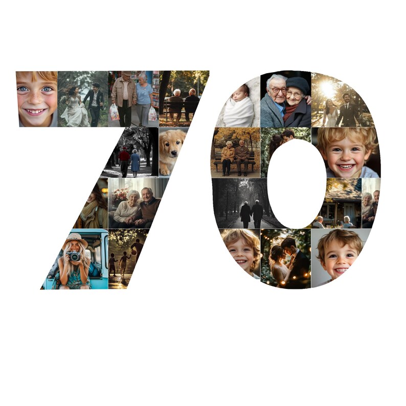 DIY 70 Birthday Family Photo Collage Customizable Canva Frame, Drag ...