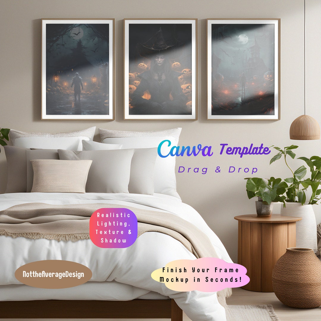 5:7 3-frame Canva Mockup Template, Buy5get50%off Bundle Sale Poster Wall Art Photo Painting ...