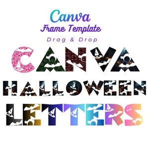 Alphabet Letter Canva Frame Bundle, 26 DIY Custom Drag Drop Halloween ...