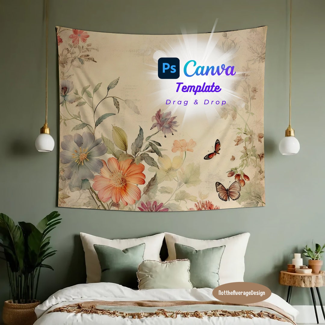 Tapestry Mockup Canva PNG PSD, 104x88 Printify Indoor Wall Tapestries ...