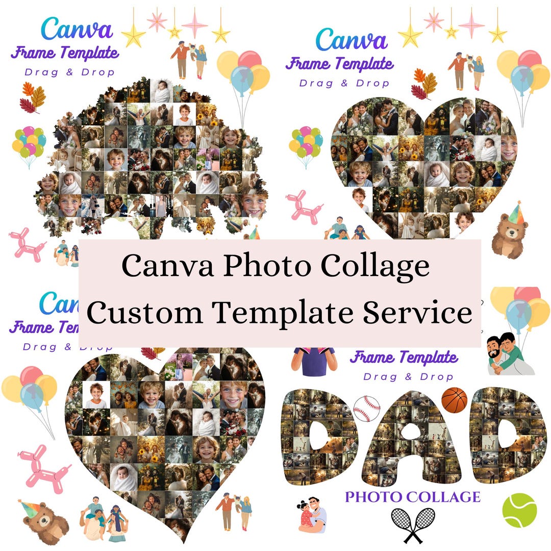 Custom Shape Canva Photo Collage Frame Template Service, Personalized ...