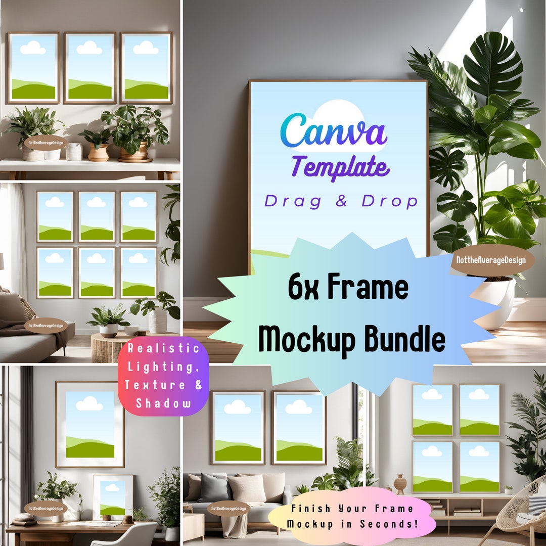 5:7 Frame Canva Mockup Template Bundle, Poster Wall Art Photo Painting ...