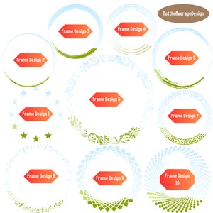 Circle Canva Frame Bundle, 10xdrag & Drop Design Template Customized ...