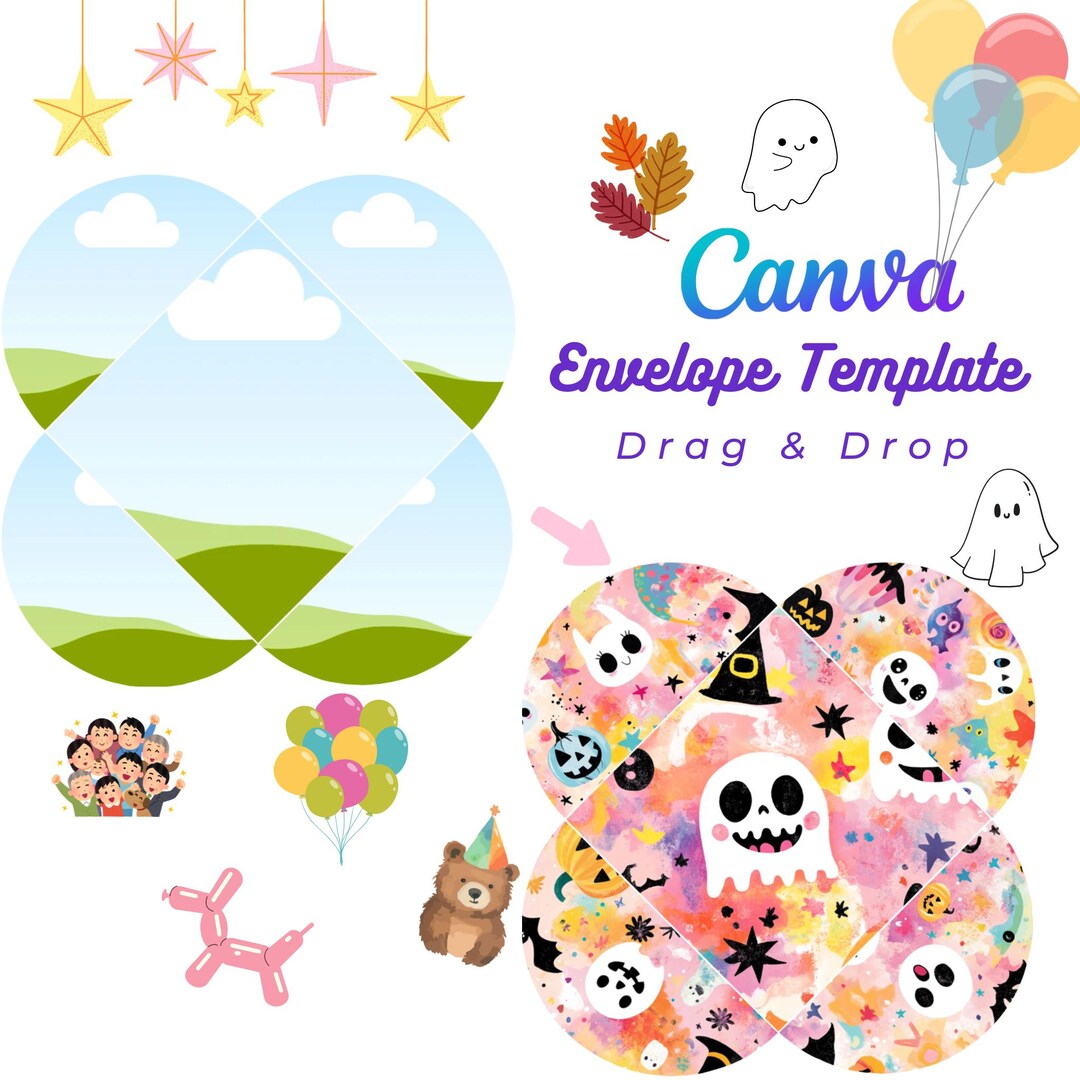 Envelope Canva Frame Template, Drag & Drop Printable Junk Journal ...