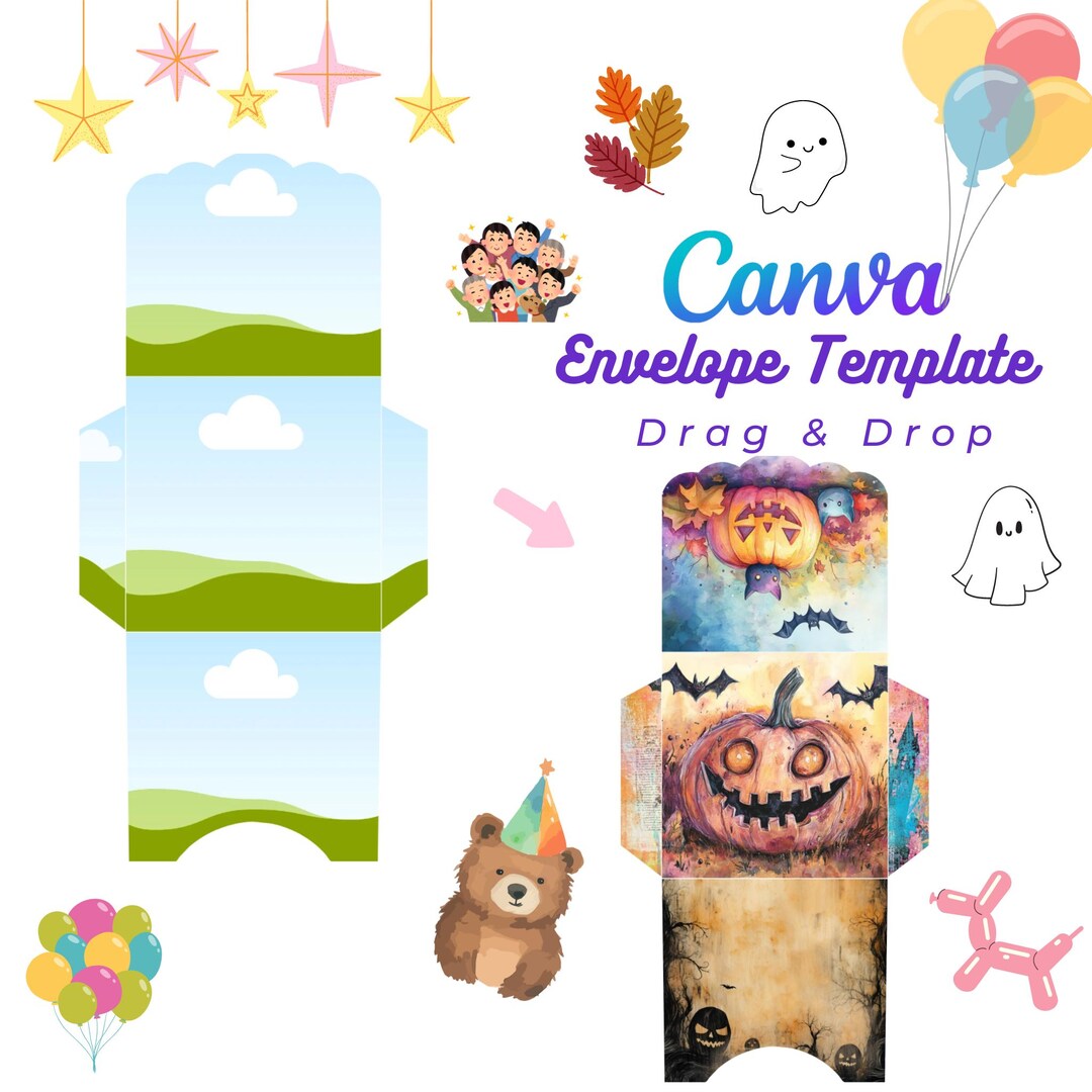 Envelope Canva Frame Template, Drag & Drop Printable Junk Journal ...