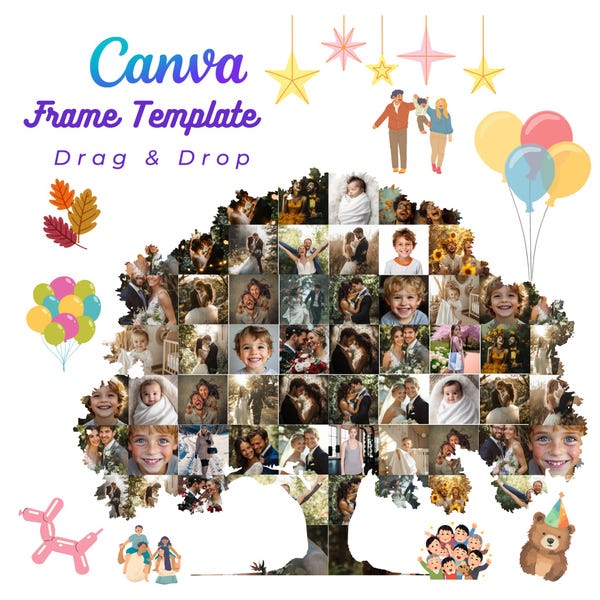 Custom Shape Canva Photo Collage Frame Template Service, Personalized ...