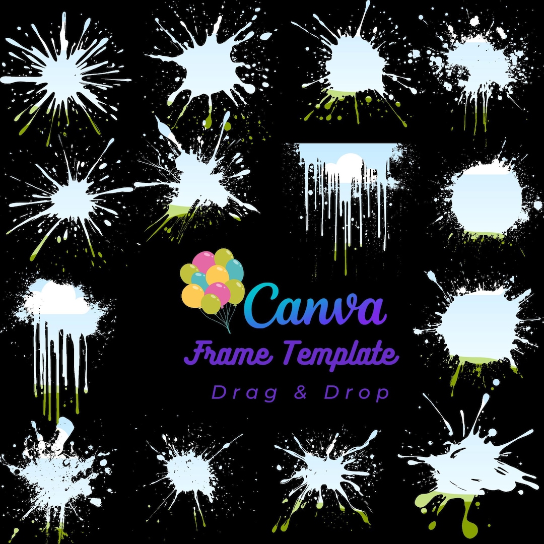 DIY Frame Canva Template, 14 Distressed Edge Bleach Splatter Drag Drop ...
