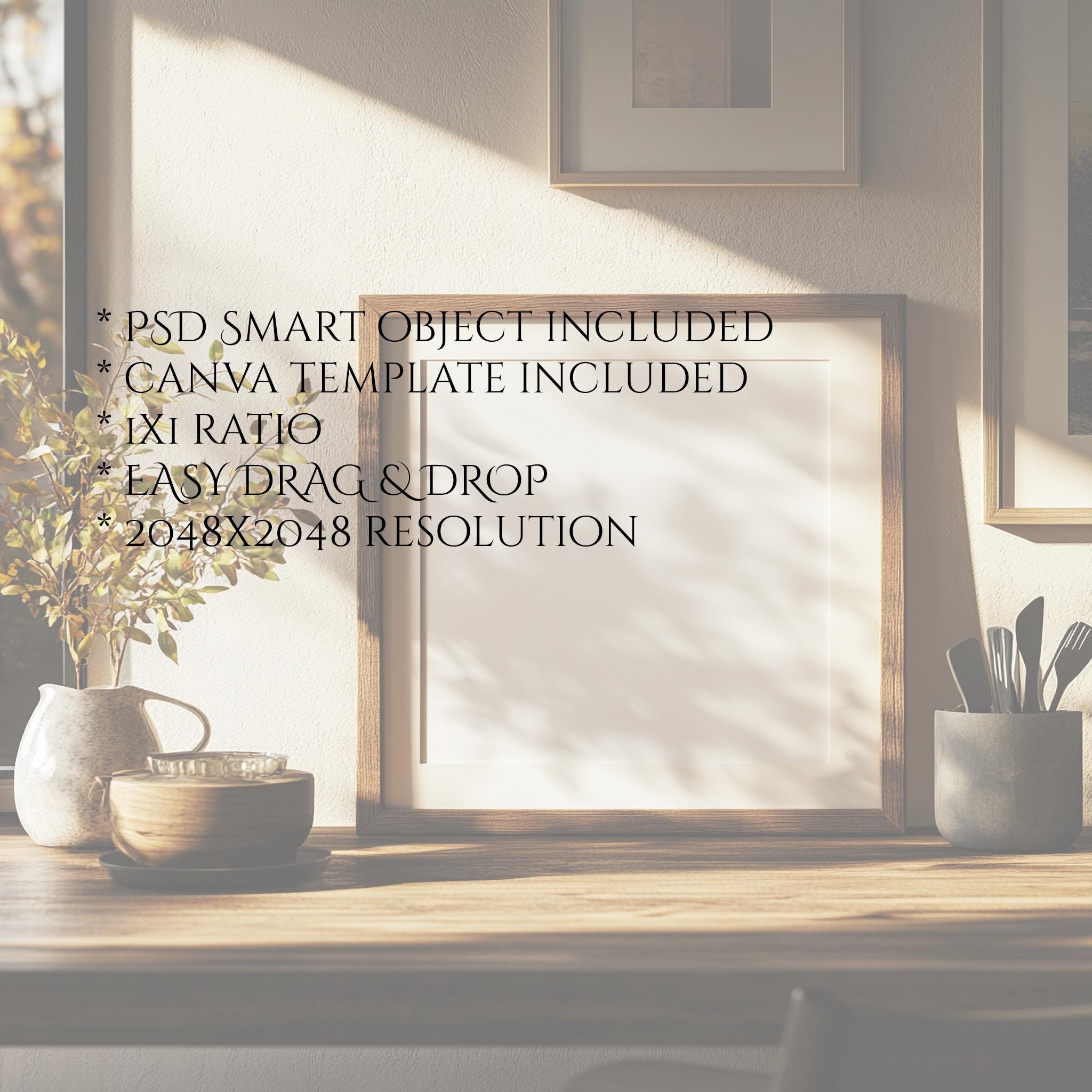 1x1 Square Frame Canva PSD Mockup Template, Poster Wall Art Photo ...