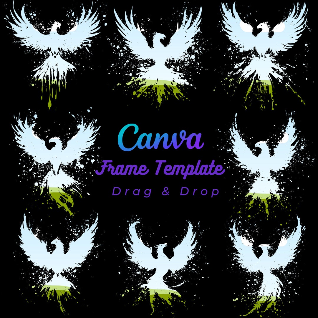DIY Frame Canva Template, 8 Phoenix Bleach Splatter Drag Drop Pattern T ...