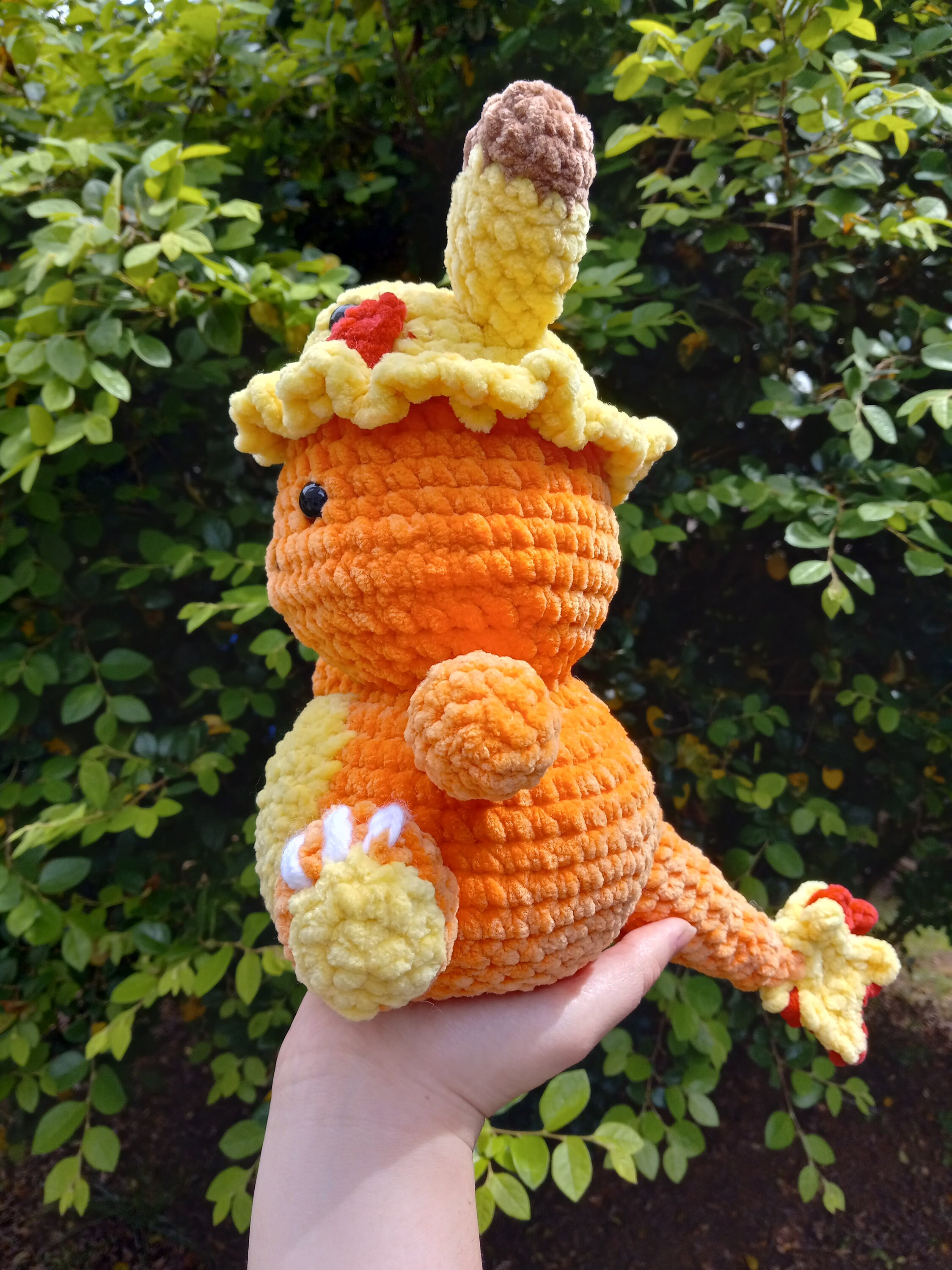 Homemade Crochet Charmander Pokémon With Pikachu Hat - Etsy