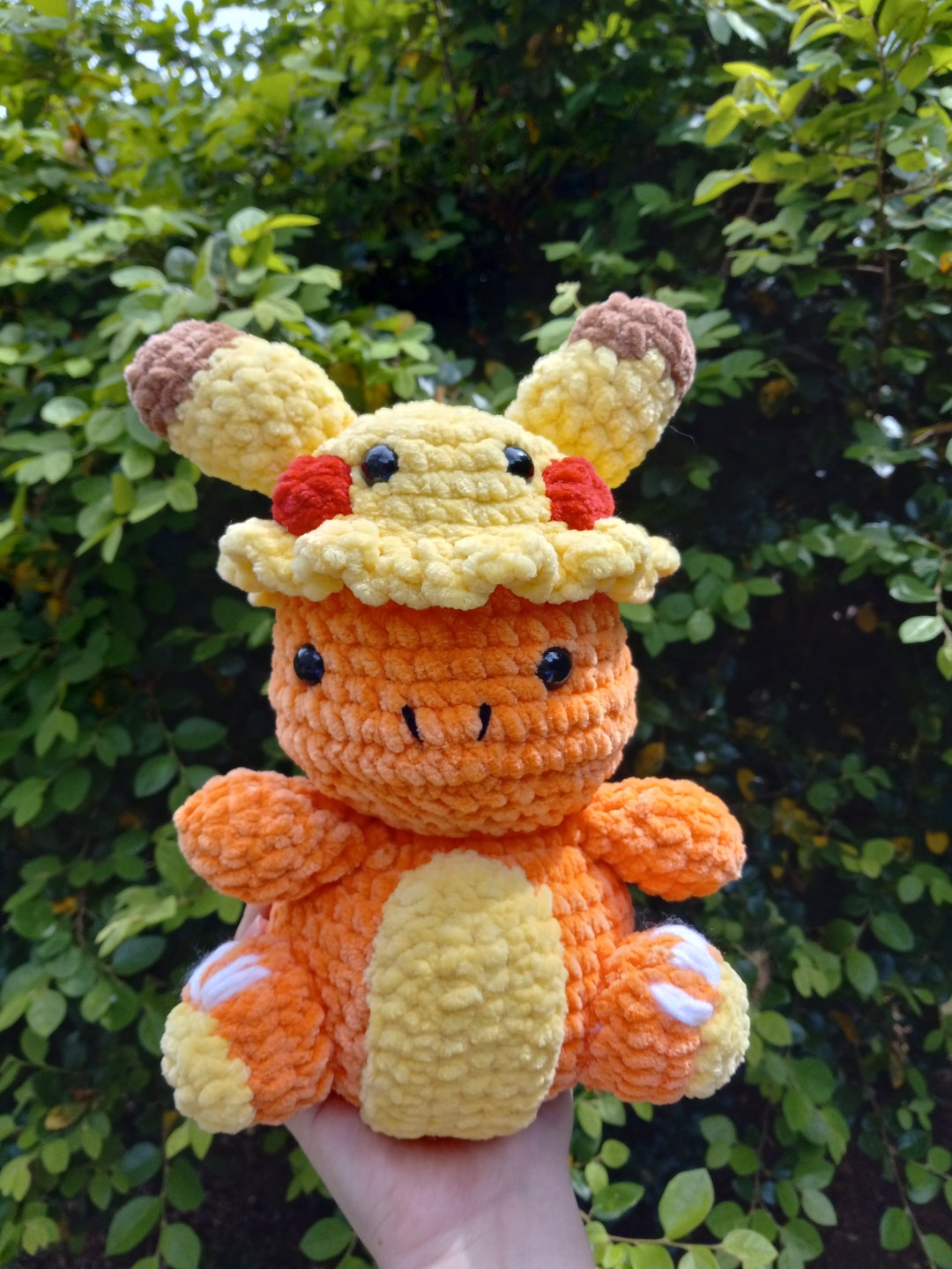 Homemade Crochet Charmander Pokémon With Pikachu Hat - Etsy