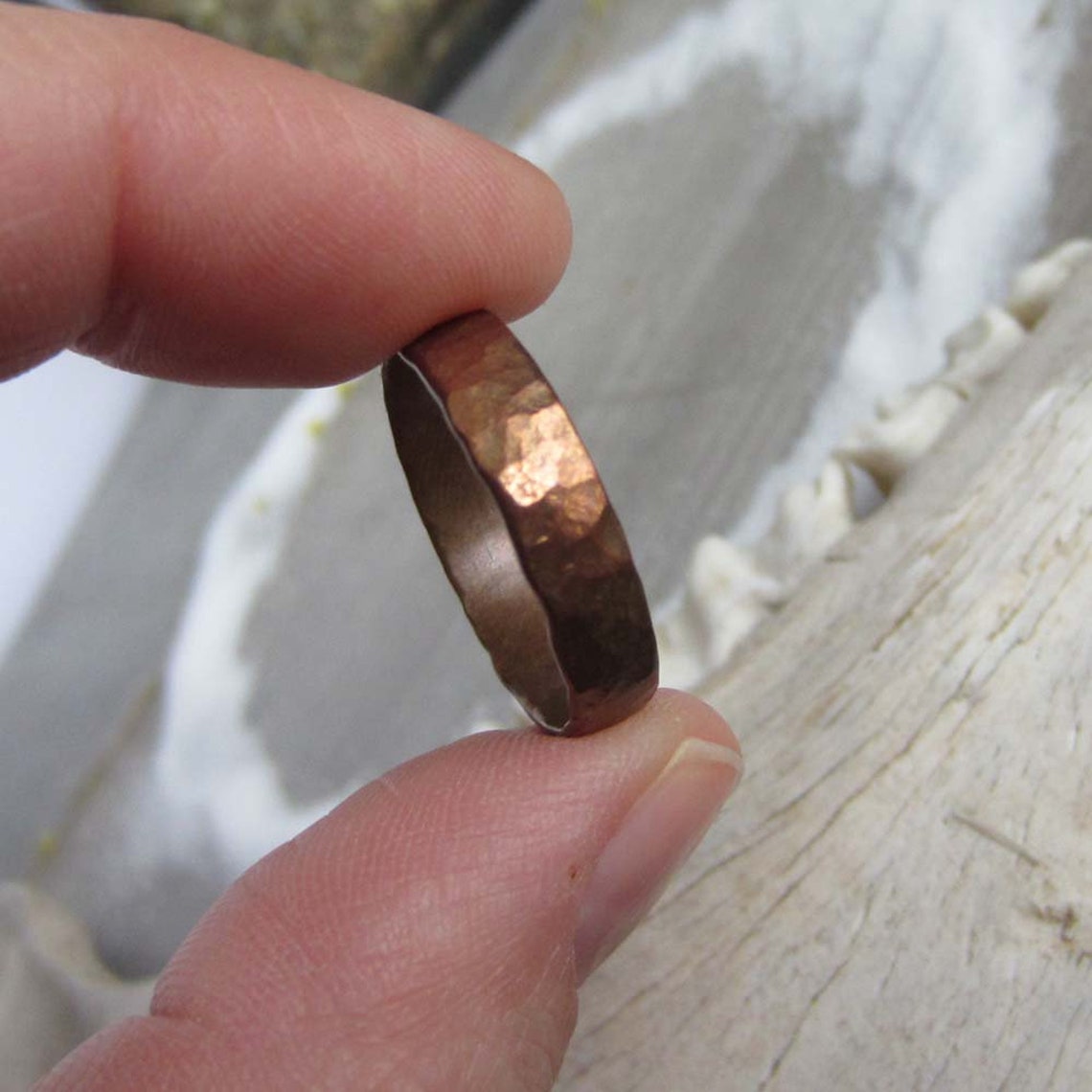 Natural Copper Ring Hammered Copper Ring Tarnished Copper | Etsy