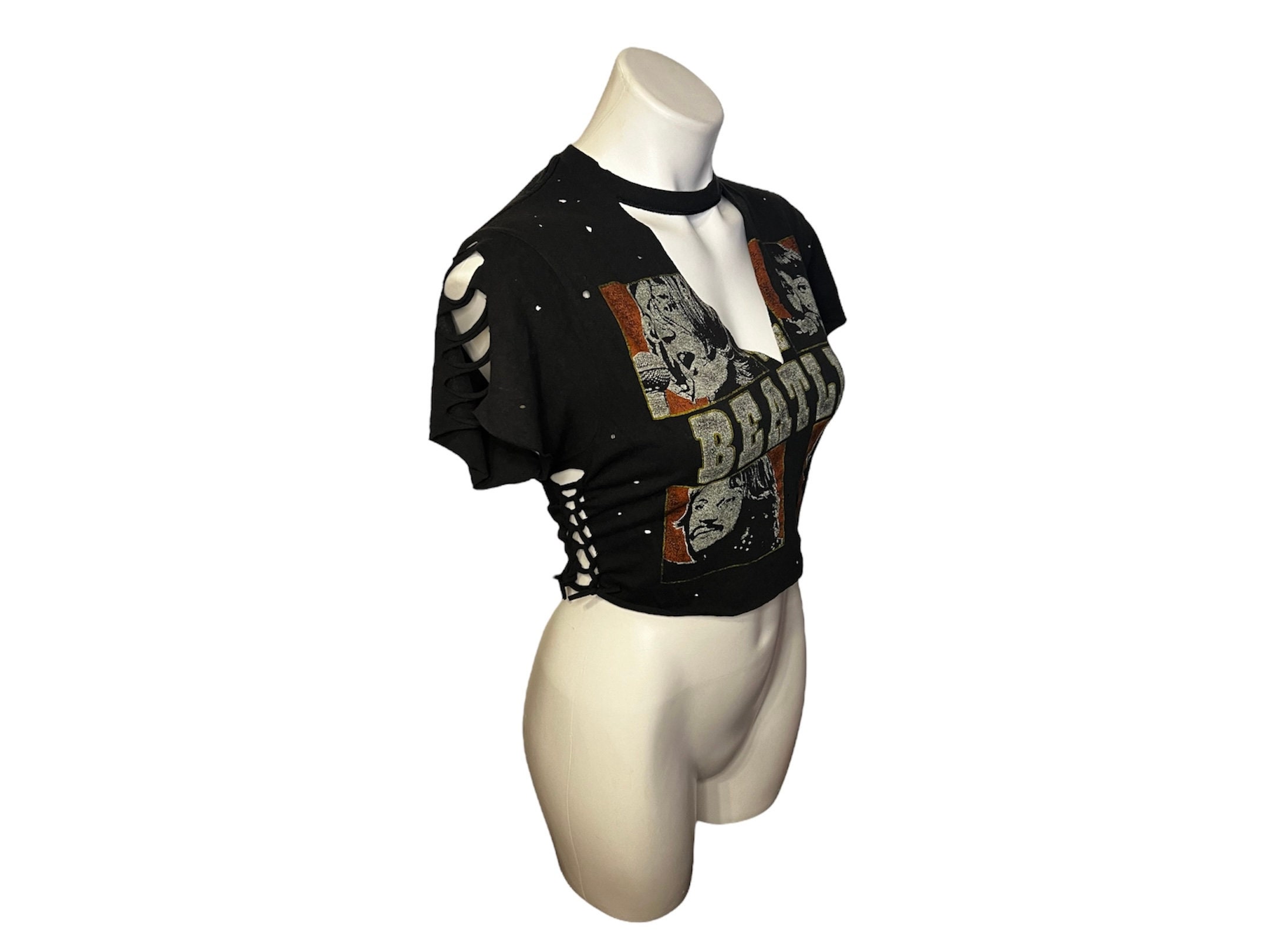 Custom Cut and Distressed Beetles Cropped Band Tee - Etsy