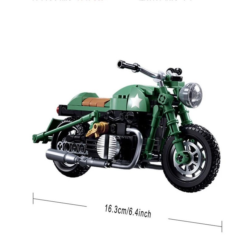 US Army Motorcycle Military Style Puzzle Bricks Building Blocks Scale ...