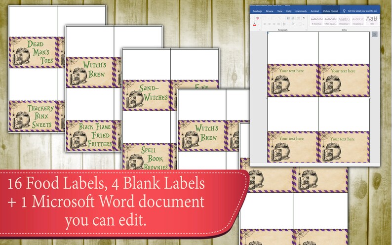 Hocus Pocus Food Labels Printable Party Food Tags Party - Etsy