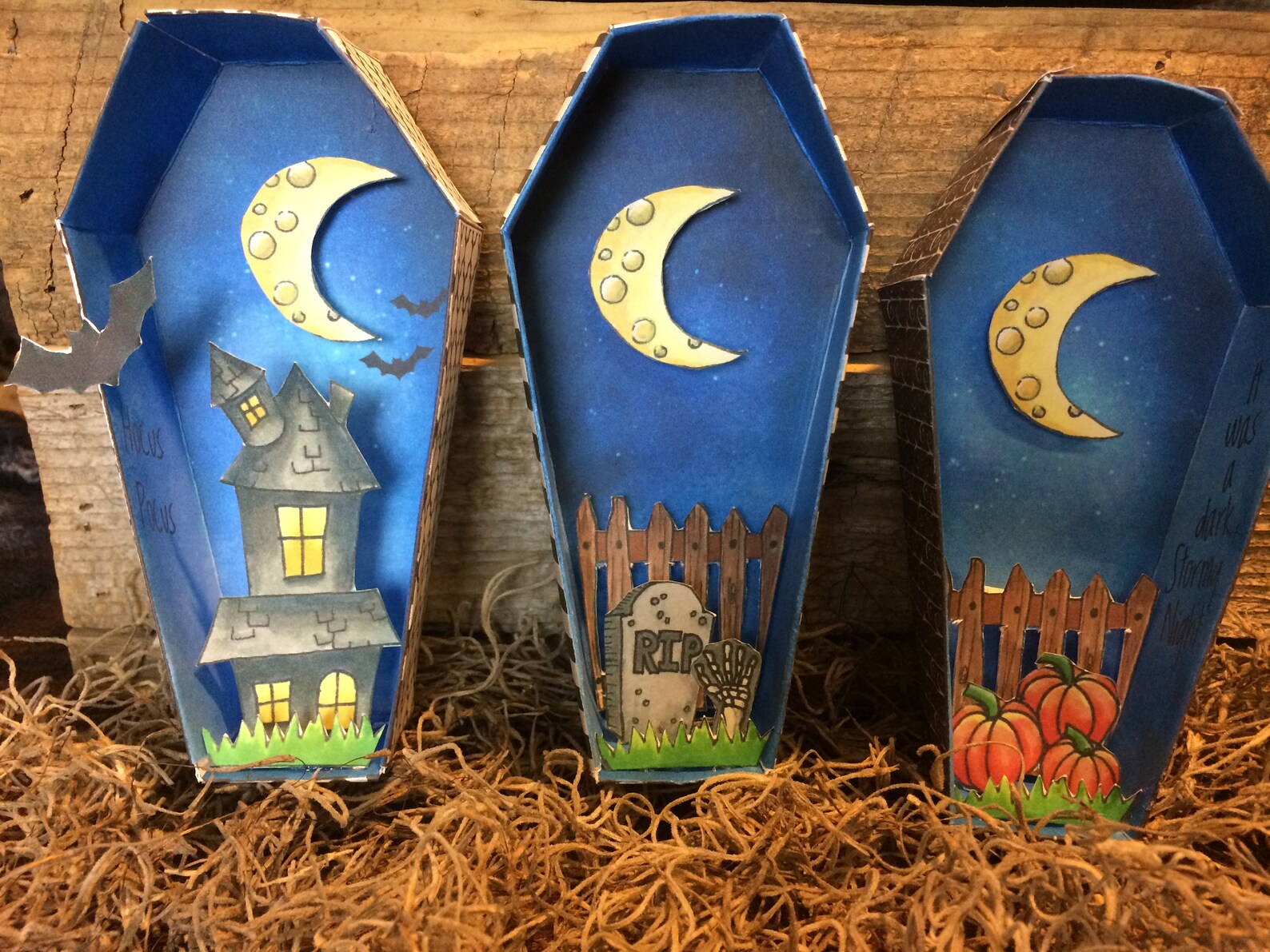 Cute Halloween Craft Miniature Village Graveyard Coffin | Etsy