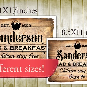 Printable Hocus Pocus Sign, Sanderson Sisters Dead and Breakfast, Party ...