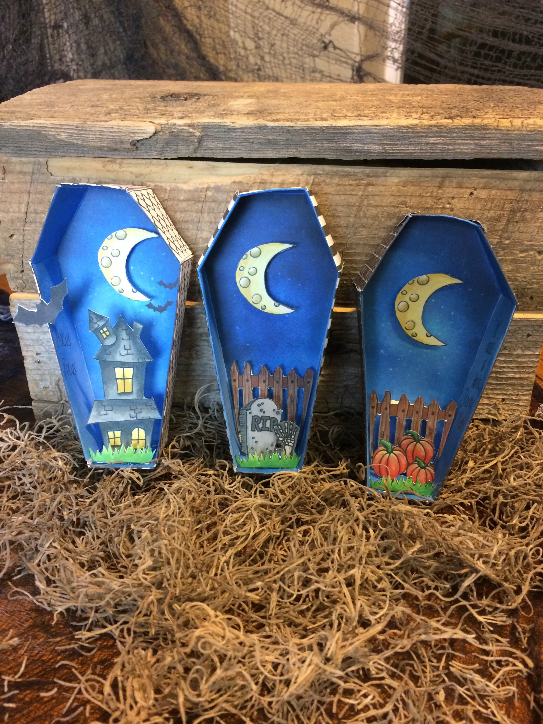 Cute Halloween Craft Miniature Village Graveyard Coffin | Etsy