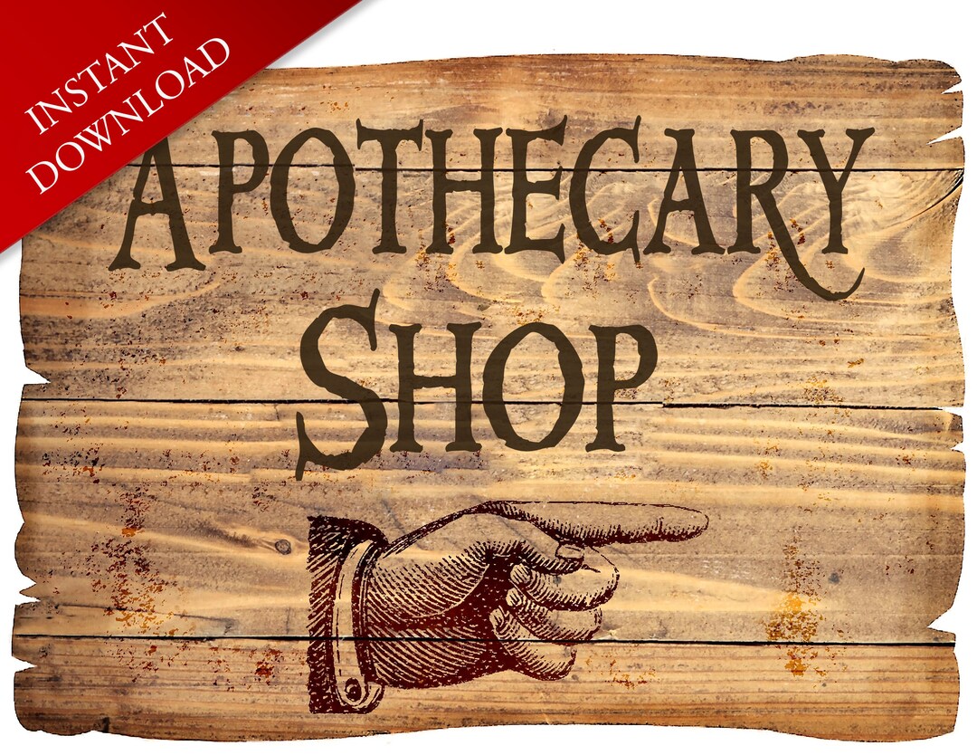 Apothecary Shop Sign Printable Poster for Potion Shop, Witch, Wizard ...