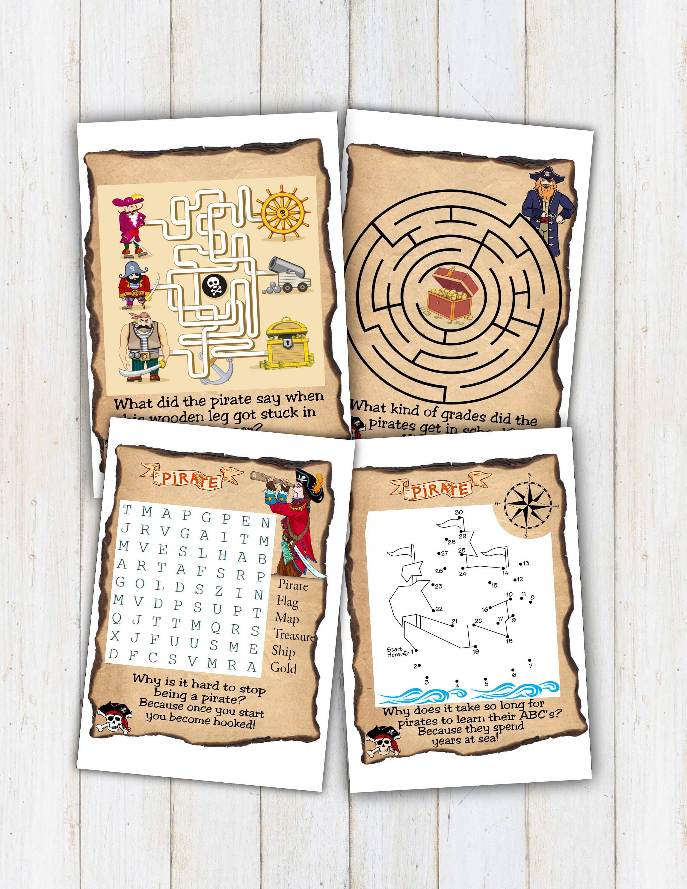 Pirate Activity Pages: Maze, Dot-to-dot, Word Find (digital Download ...