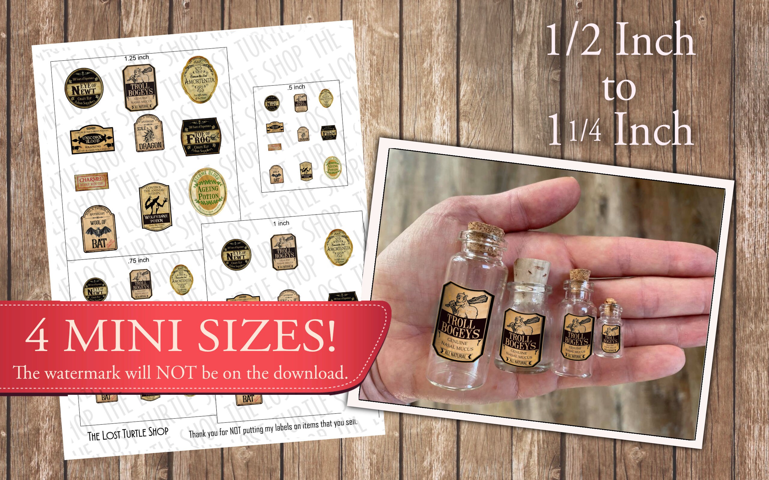 Mini Potion Bottle Labels Doll House Realistic Handmade | Etsy