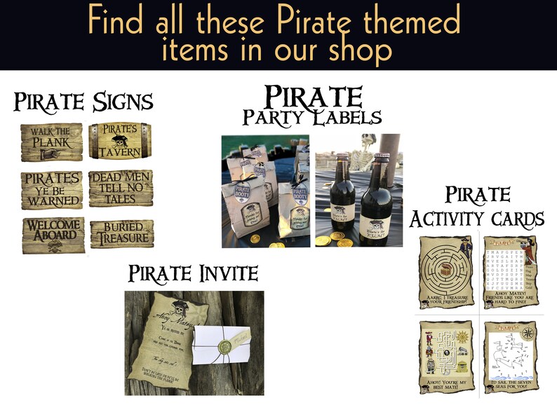 Printable Pirate Party Signs: 6 Designs, Birthday Decor (digital ...