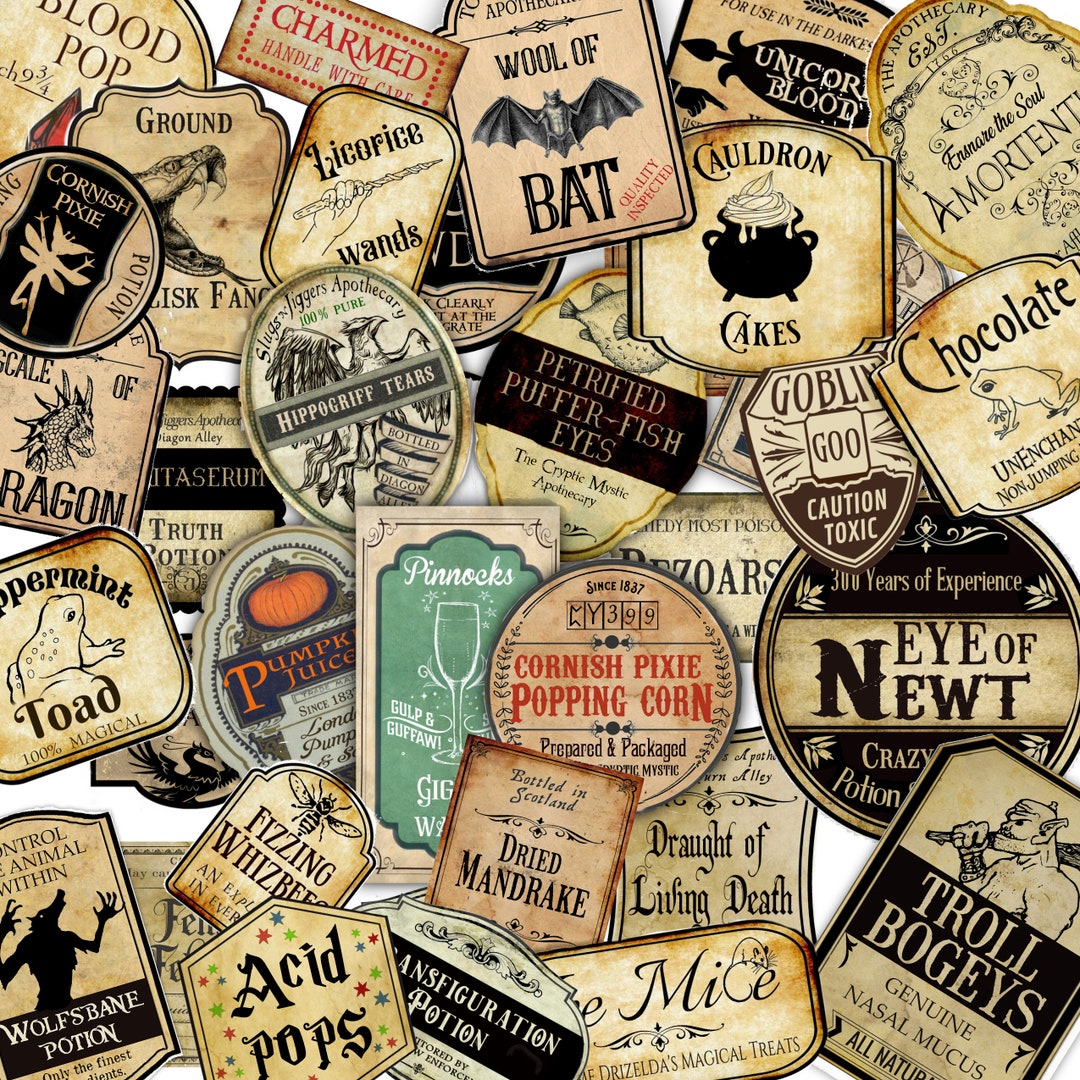 Ultimate Wizard Label Bundle, 63 Different Labels, Wizard Party, Potion ...