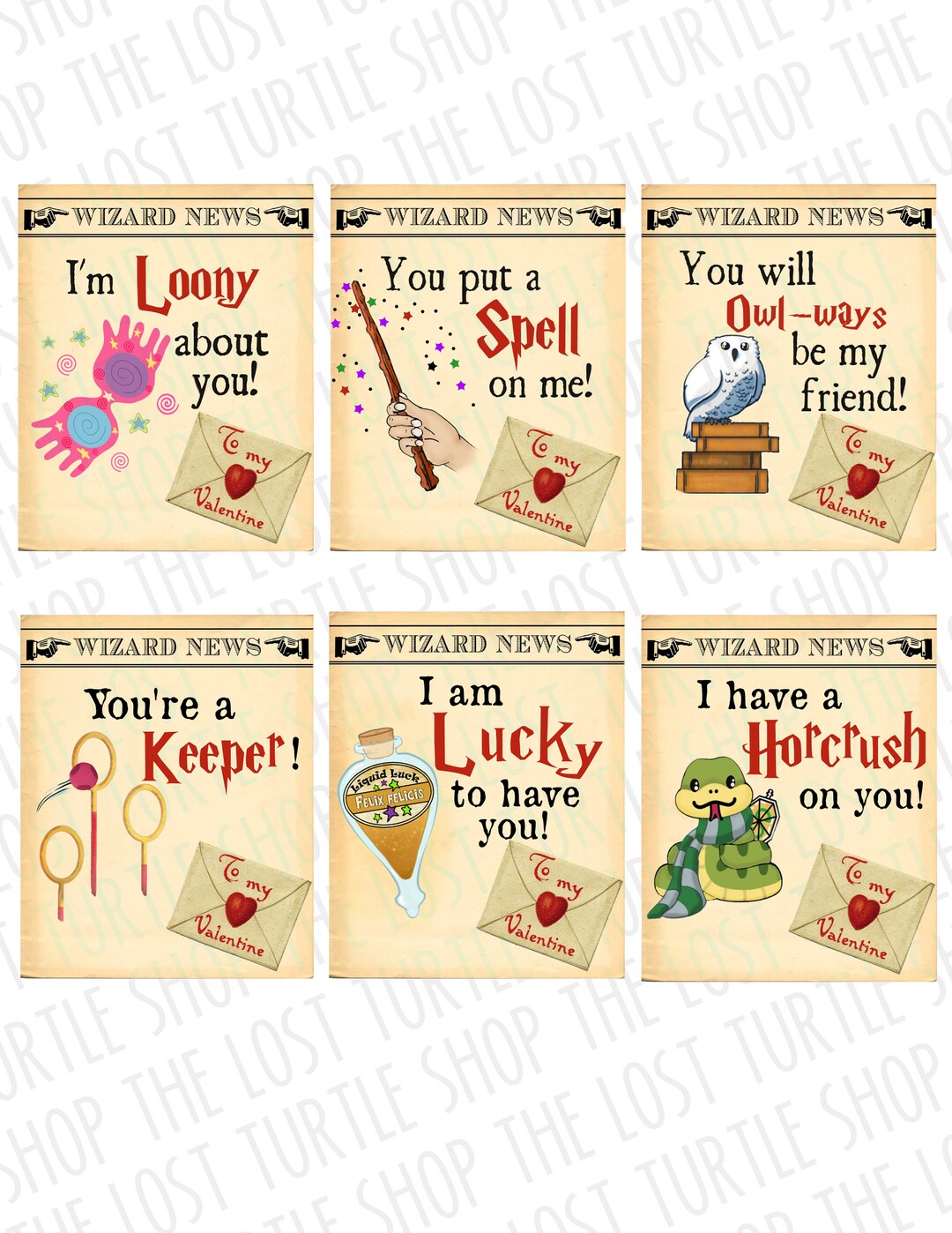 Wizard Valentines Cards: Magical Kids Class Party Favors (digital ...