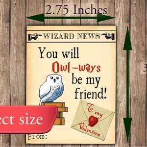 Wizard Valentines Cards, Kids Printable Magical Potter Class Party ...