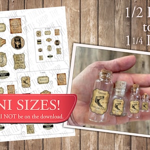 Mini Potion Bottle Labels: Dollhouse Apothecary Jar Stickers (digital ...