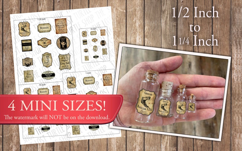 Mini Potion Bottle Labels: Dollhouse Apothecary Jar Stickers (digital ...