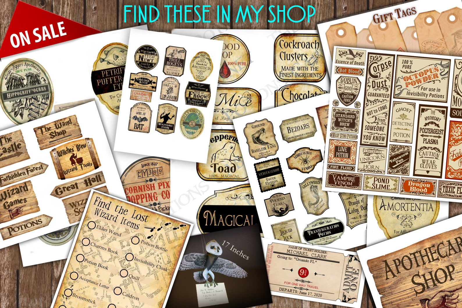 Mini Potion Bottle Labels Doll House Realistic Handmade | Etsy