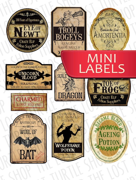 Mini Potion Bottle Labels Doll House Realistic Handmade | Etsy