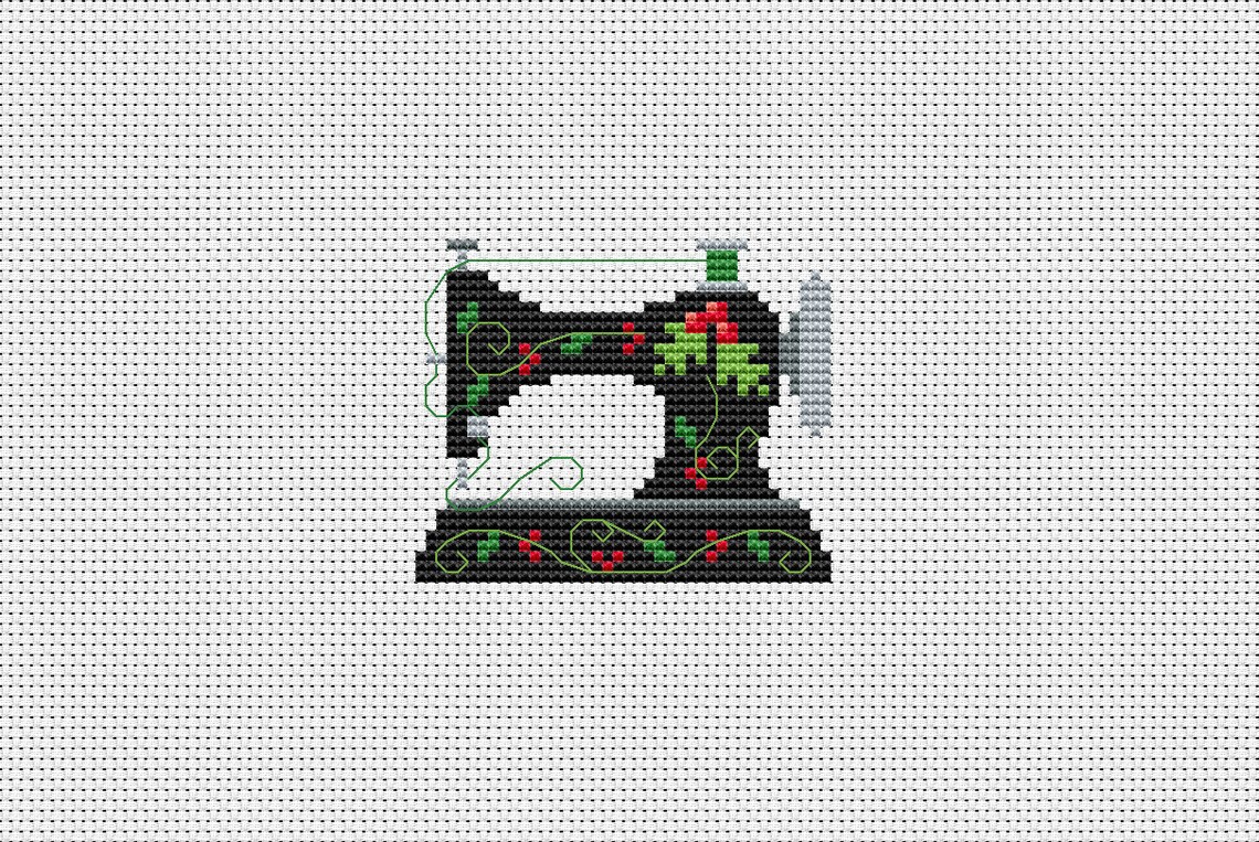 Sewing Machine Cross Stitch Pattern Floral Cross Stitch - Etsy