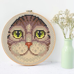 Cat Face Cross Stitch Pattern PDF Digital Download Cat - Etsy