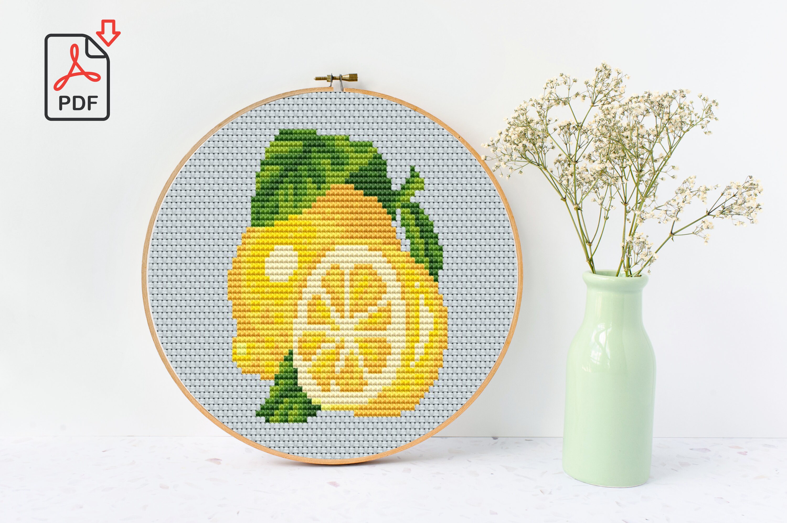 Lemon Cross Stitch Pattern Food Embroidery Hoop Art Counted - Etsy