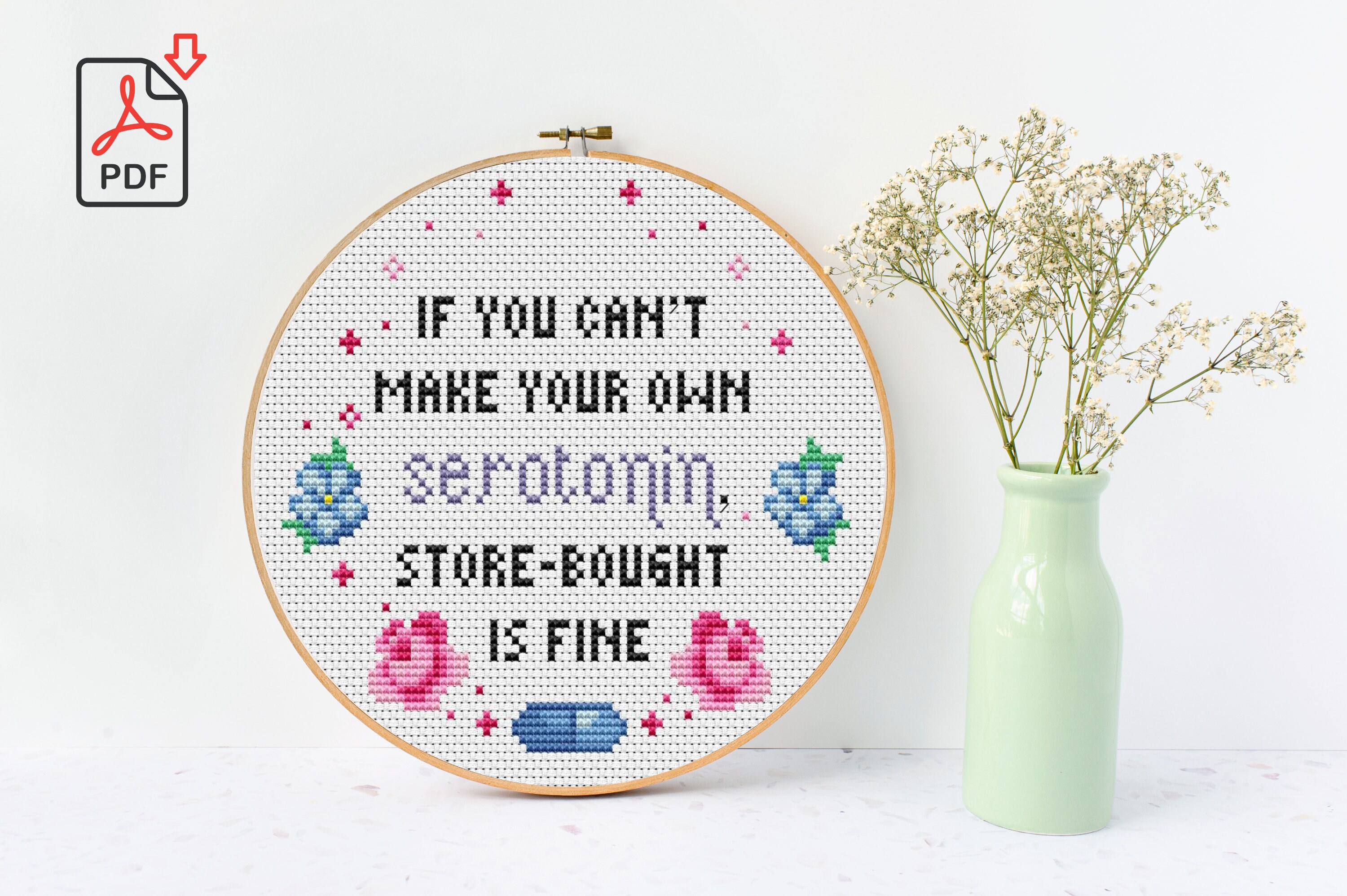 Serotonin Cross Stitch Pattern Mental Health Depression - Etsy