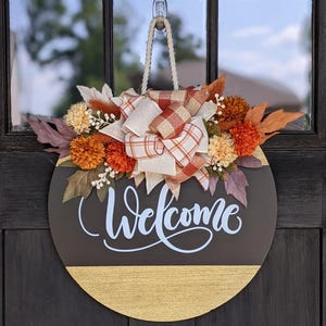 Welcome Fall Door Hanger, Autumn Door Sign, Fall Front Door Hanger ...