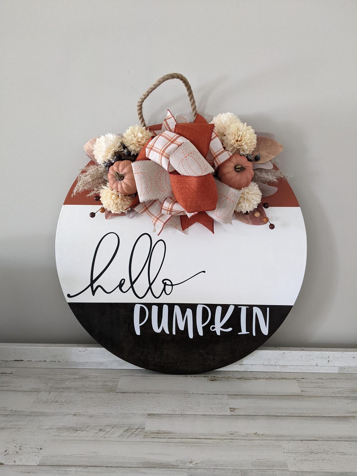 Hello Pumpkin Door Hanger, Autumn Door Sign, Fall Front Door Hanger ...