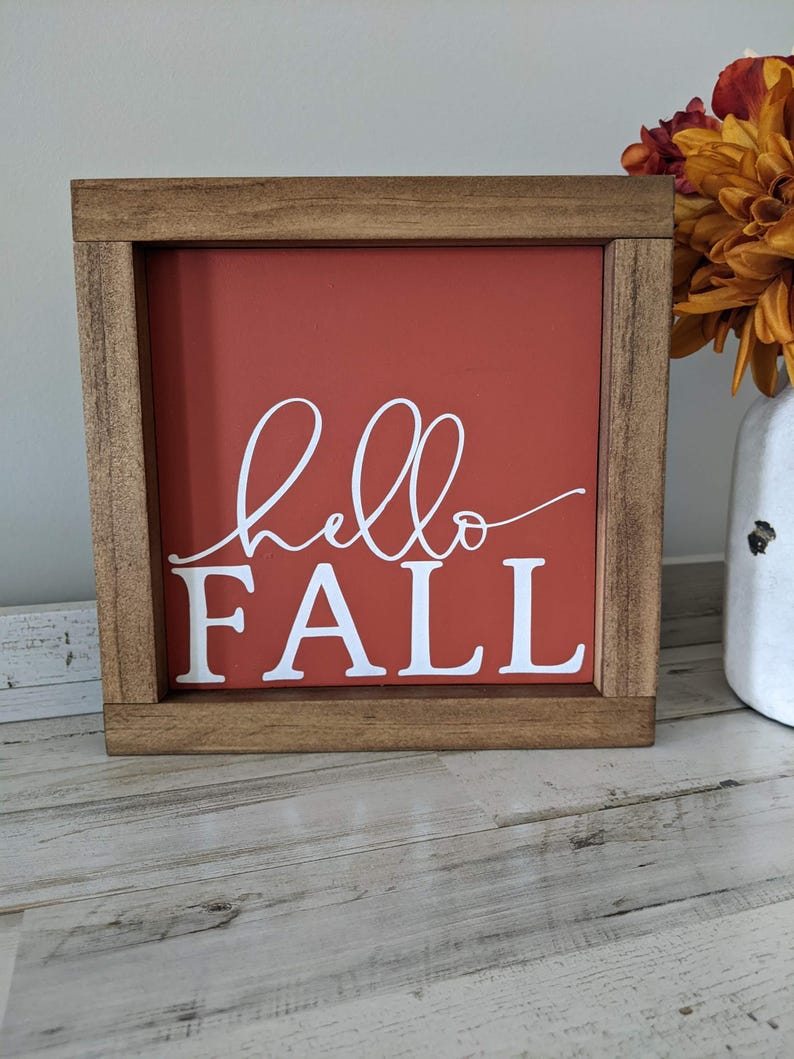 Hello Fall Sign, Fall Decor, Farmhouse Decor, Hello Pumpkin Fall Sign ...